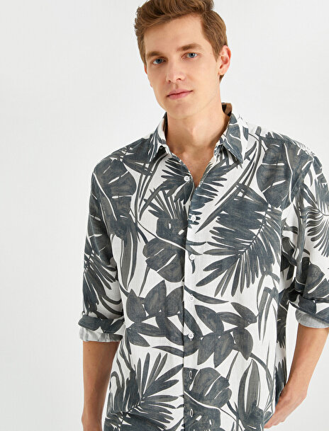 Koton Erkek Yaprak Desenli Gömlek