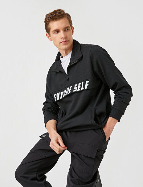 Koton Erkek Yarım Fermuar Baskılı Sweatshirt Koton Erkek Yarım Fermuar Baskılı Sweatshirt