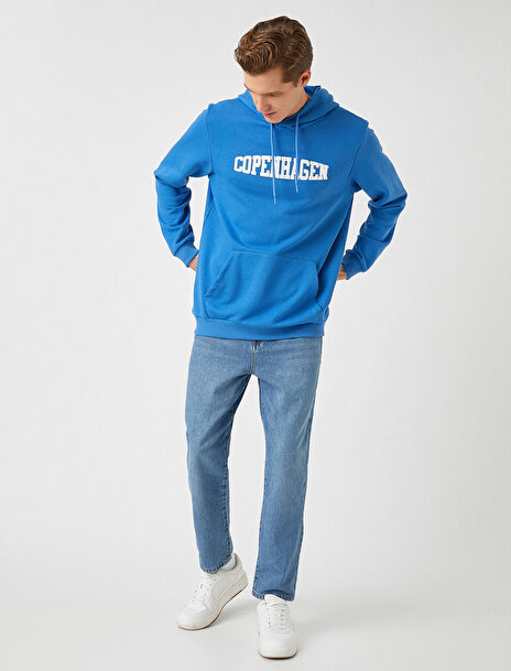 Koton Erkek Copenhagen Baskılı Kapüşonlu Sweatshirt