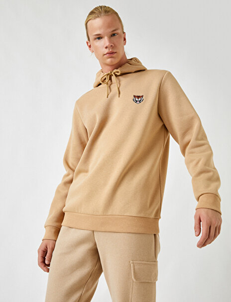 Koton Erkek Kaplan İşlemeli Kapüşonlu Sweatshirt