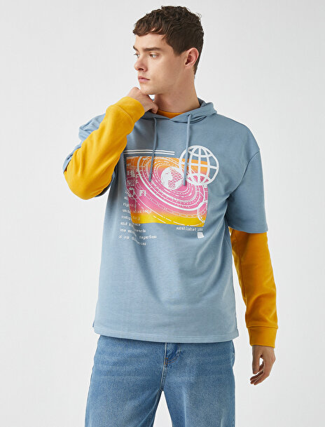 Koton Erkek Baskılı Kısa Kollu Kapüşonlu Sweatshirt Koton Erkek Baskılı Kısa Kollu Kapüşonlu Sweatshirt