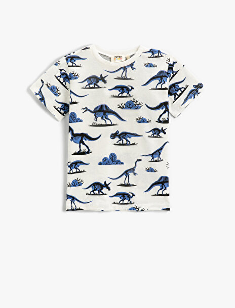 Koton Erkek Çocuk Dinozor Baskılı Tişört Kısa Kollu Pamuklu