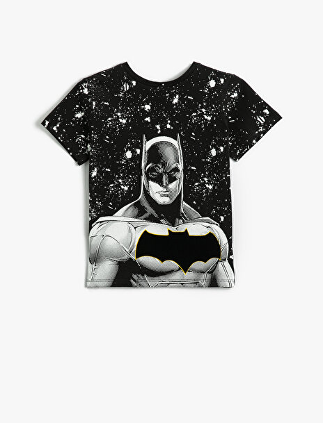 Koton Erkek Çocuk Batman Lisanslı Baskılı Bisiklet Yaka Kısa Kollu Pamuklu Tişört