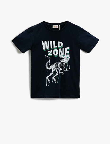 Koton Erkek Çocuk Dinozor Baskılı Kısa Kollu Tişört Pamuklu