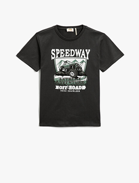 Koton Erkek Çocuk Off-Road Temalı Bisiklet Yaka Kısa Kollu Tişört