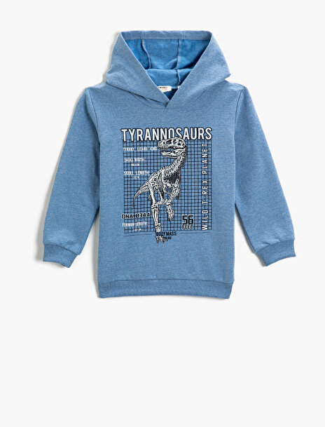 Koton Erkek Çocuk Dinozor Baskılı Kapşonlu Sweatshirt Uzun Kollu