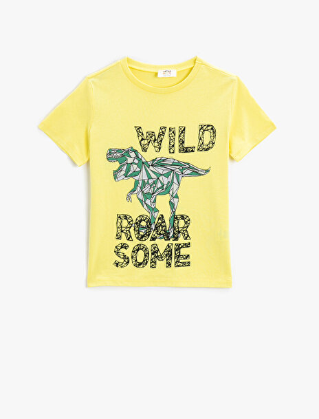 Koton Erkek Çocuk Dinozor Baskılı Kısa Kollu Tişört Pamuklu