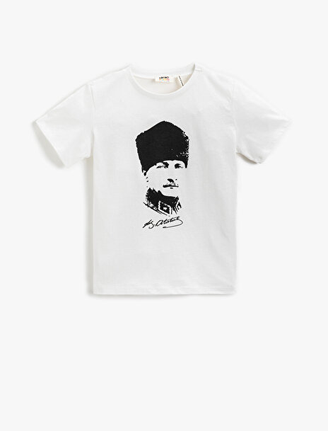 Koton Erkek Çocuk Atatürk İmza Baskılı Kısa Kollu Tişört Pamuklu