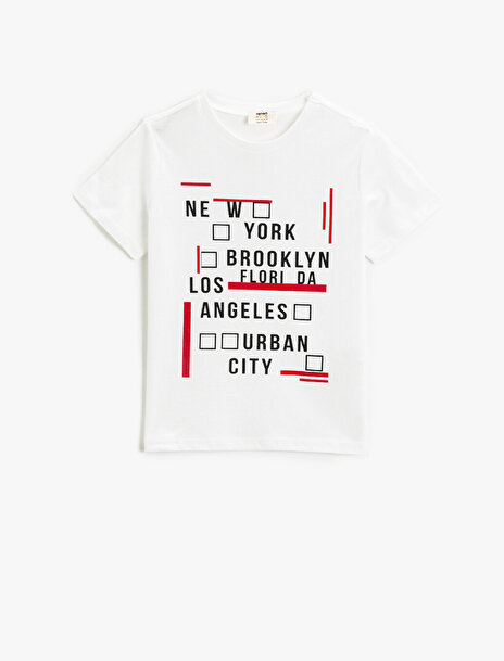 Koton Erkek Çocuk Şehir Baskılı Kısa Kollu Tişört Pamuklu