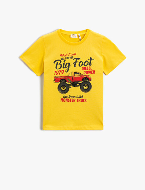 Koton Erkek Çocuk Araba Baskılı Kısa Kollu Tişört Pamuklu