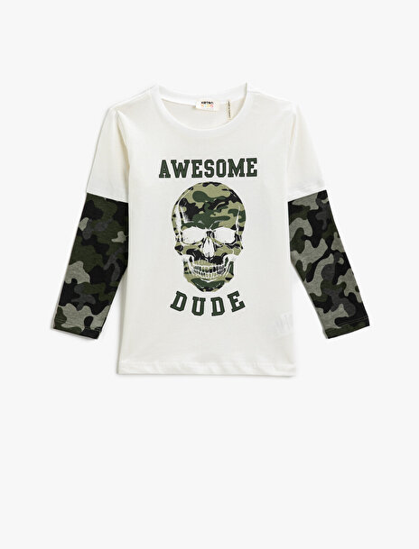 Koton Erkek Çocuk Kuru Kafa Baskılı Tişört Pamuklu