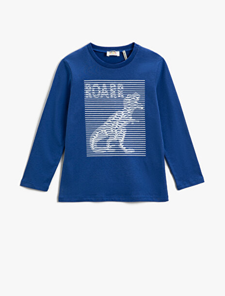 Koton Erkek Çocuk Dinozor Baskılı Uzun Kollu Tişört Pamuklu