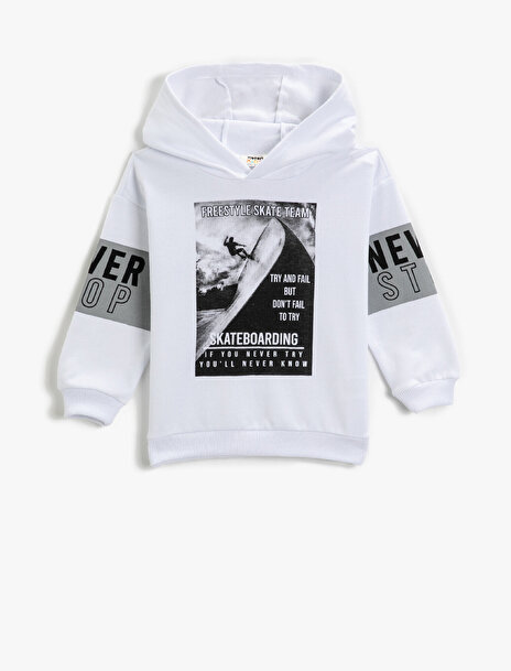 Koton Erkek Çocuk Kaykay Baskılı Kapşonlu Sweatshirt