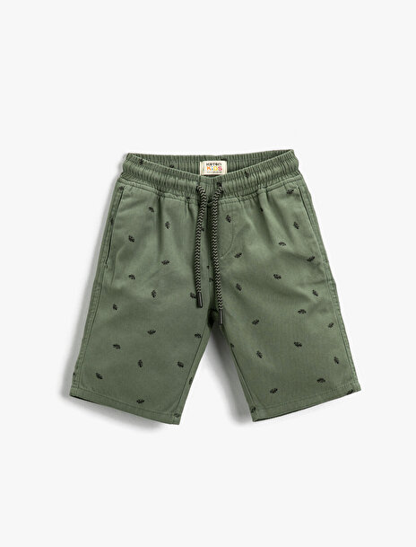 Koton Erkek Çocuk Baskılı Dokuma Şort Pamuklu Beli Bağcıklı