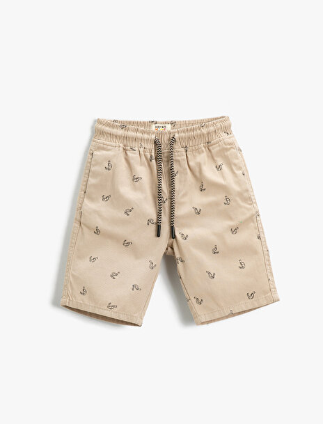 Koton Erkek Çocuk Baskılı Beli Bağcıklı Şort Pamuklu