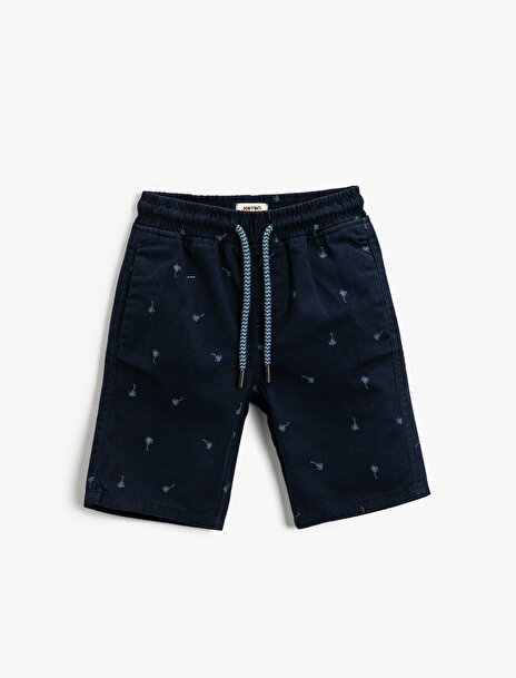 Koton Erkek Çocuk Palmiye Desenli Beli Elastik Şort Pamuklu