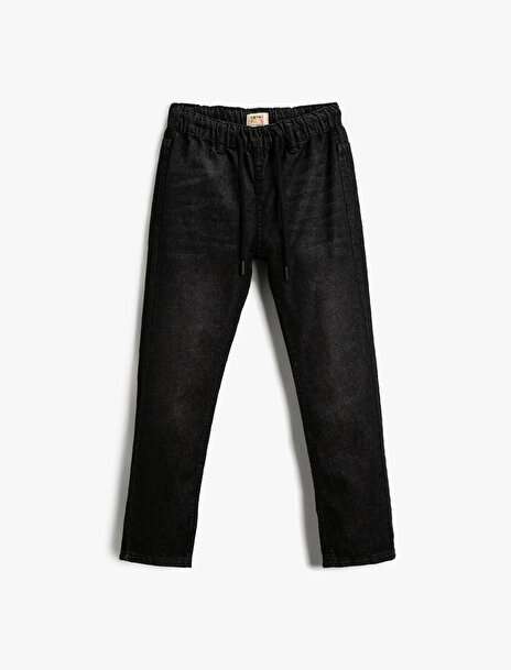 Koton Erkek Çocuk Dar Paça Kot Pantolon Lastikli Bağlamalı Bel Pamuklu
