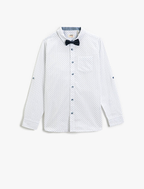 Koton Erkek Çocuk Baskılı Papyonlu Uzun Kollu Gömlek Pamuklu Koton Erkek Çocuk Baskılı Papyonlu Uzun Kollu Gömlek Pamuklu