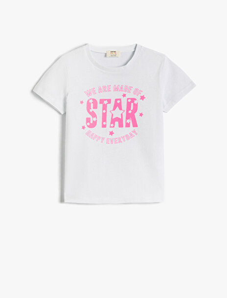 Koton Kız Çocuk Yıldız Baskılı Kısa Kollu Tişört Pamuklu