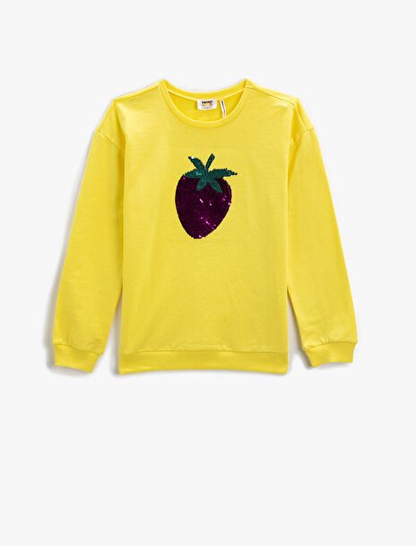 Koton Kız Çocuk Pullu Çilek İşlemeli Uzun Kollu Sweatshirt Pamuklu Koton Kız Çocuk Pullu Çilek İşlemeli Uzun Kollu Sweatshirt Pamuklu