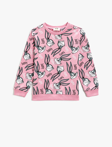 Koton Kız Çocuk Bugs Bunny Lisanslı Baskılı Sweatshirt Bisiklet Yaka Pamuklu