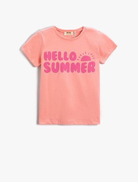 Koton Kız Çocuk Yaz Temalı Slogan Baskılı Tişört Pamuklu Kısa Kollu Koton Kız Çocuk Yaz Temalı Slogan Baskılı Tişört Pamuklu Kısa Kollu