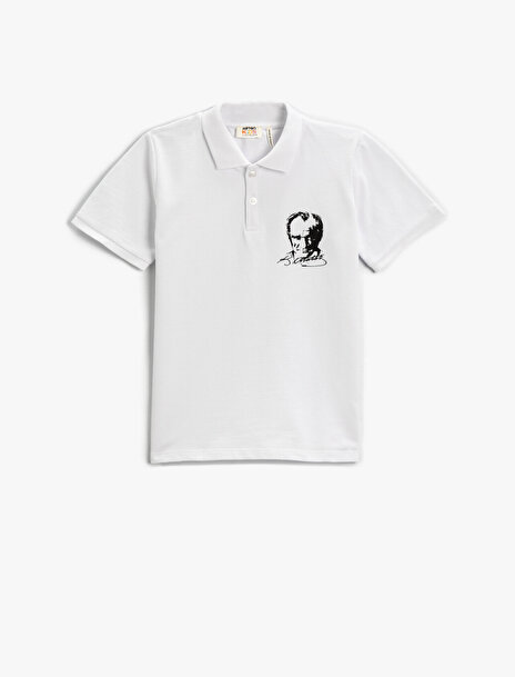 Koton Kız Çocuk Atatürk Baskılı Polo Yaka Tişört Pamuklu