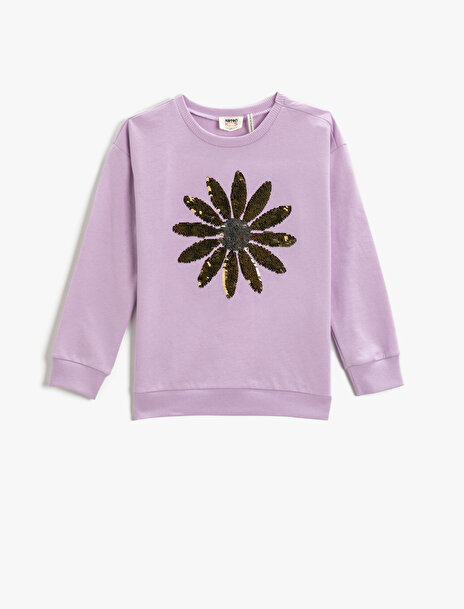 Koton Kız Çocuk Papatya İşlemeli Pullu Sweatshirt Uzun Kollu Pamuklu Koton Kız Çocuk Papatya İşlemeli Pullu Sweatshirt Uzun Kollu Pamuklu