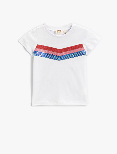 Koton Kız Çocuk Pullu Payetli Kısa Kollu Tişört Pamuklu