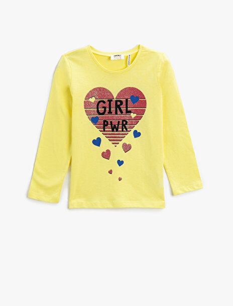 Koton Kız Çocuk Sloganlı Kalp Baskılı Tişört Uzun Kollu Pamuklu Koton Kız Çocuk Sloganlı Kalp Baskılı Tişört Uzun Kollu Pamuklu