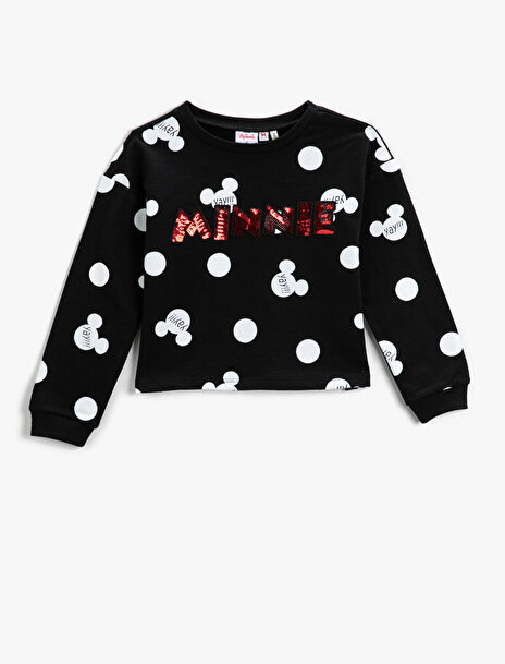 Koton Kız Çocuk Minnie Mouse Lisanslı Pullu Sweatshirt