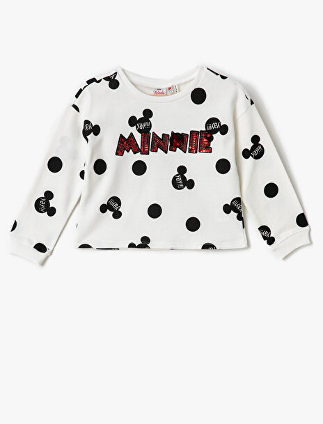 Koton Kız Çocuk Minnie Mouse Lisanslı Pullu Sweatshirt