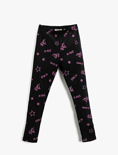 Koton Kız Çocuk Yıldız Baskılı Uzun Tayt Pamuklu