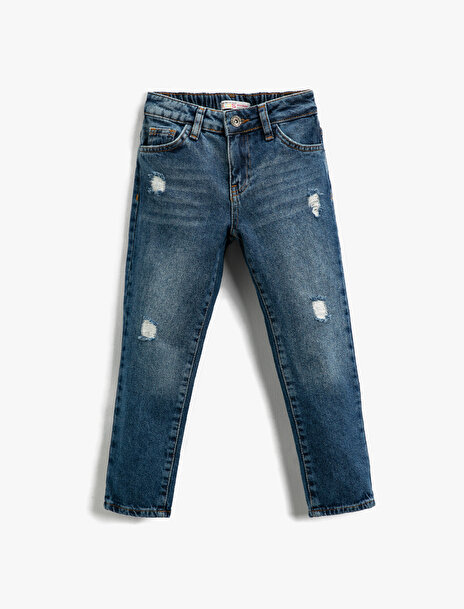 Koton Kız Çocuk Destroylu Boyfriend Kot Pantolon Pamuklu