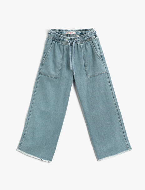 Koton Kız Çocuk Geniş Paça Kot Pantolon Pamuklu