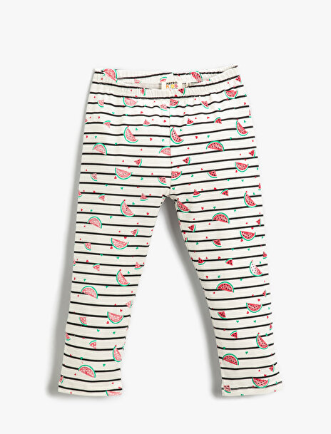 Koton Kız Çocuk Meyve Baskılı Çizgili Kapri Tayt Pamuklu Koton Kız Çocuk Meyve Baskılı Çizgili Kapri Tayt Pamuklu