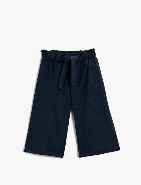 Koton Kız Çocuk Kemer Detaylı Geniş Paça Pamuklu Pantolon