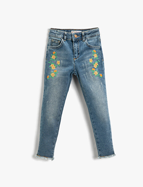 Koton Kız Çocuk Slim Fit Çiçekli Kot Tayt Pamuklu Koton Kız Çocuk Slim Fit Çiçekli Kot Tayt Pamuklu