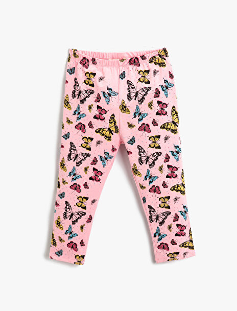 Koton Kız Çocuk Kelebek Baskılı Tayt Pamuklu