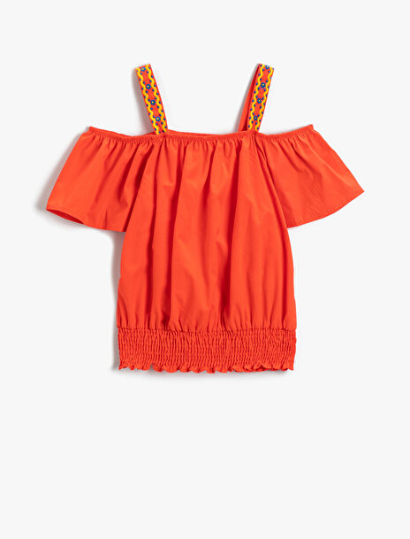 Koton Kız Çocuk Kayık Yaka Askılı Beli Lastikli Kolları Fırfırlı Bluz Pamuklu Koton Kız Çocuk Kayık Yaka Askılı Beli Lastikli Kolları Fırfırlı Bluz Pamuklu