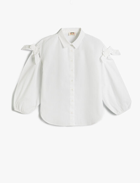 Koton Kız Çocuk Fiyonklu Uzun Kollu Gömlek Pamuklu
