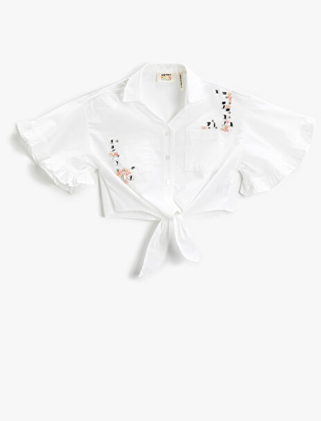 Koton Kız Çocuk Crop Gömlek Kısa Kollu Fırfırlı Önden Bağlamalı Koton Kız Çocuk Crop Gömlek Kısa Kollu Fırfırlı Önden Bağlamalı
