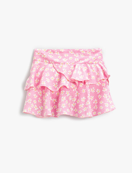 Koton Kız Çocuk Çiçekli Fırfırlı Mini Etek