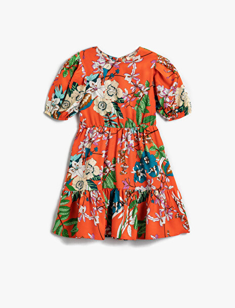 Koton Kız Çocuk Çiçekli Balon Kollu Elbise