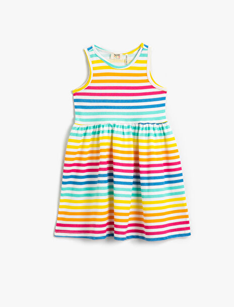 Koton Kız Çocuk Çizgili Prenses Elbise Pamuklu