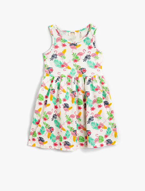 Koton Kız Çocuk Flamingo Baskılı Kolsuz Elbise Pamuklu Koton Kız Çocuk Flamingo Baskılı Kolsuz Elbise Pamuklu