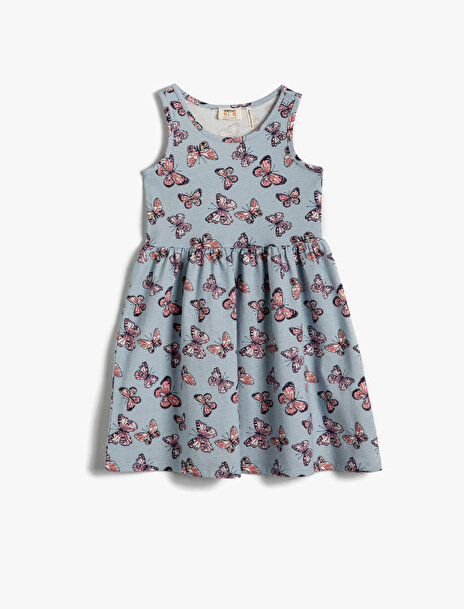 Koton Kız Çocuk Kelebek Baskılı Kolsuz Elbise Pamuklu Bisiklet Yaka Koton Kız Çocuk Kelebek Baskılı Kolsuz Elbise Pamuklu Bisiklet Yaka