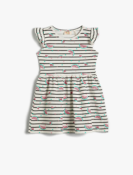 Koton Kız Çocuk Karpuz Baskılı Çizgili Elbise Pamuklu Koton Kız Çocuk Karpuz Baskılı Çizgili Elbise Pamuklu