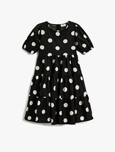 Koton Kız Çocuk Puantiyeli Balon Kollu Elbise Pamuklu