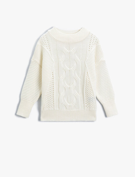 Koton Kız Çocuk Triko Boğazlı Kazak Uzun Kollu